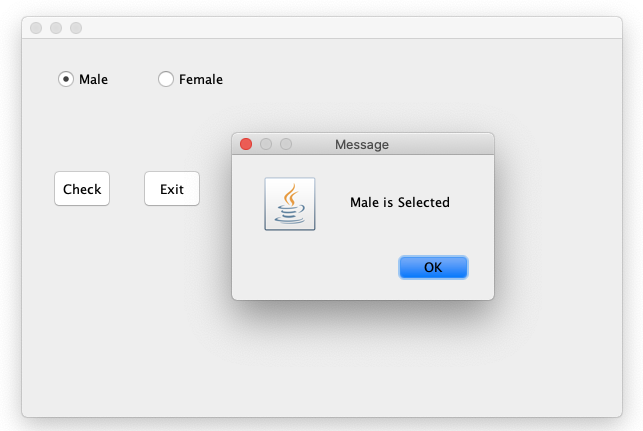 Java Program Using Jradiobutton With Actionlistener