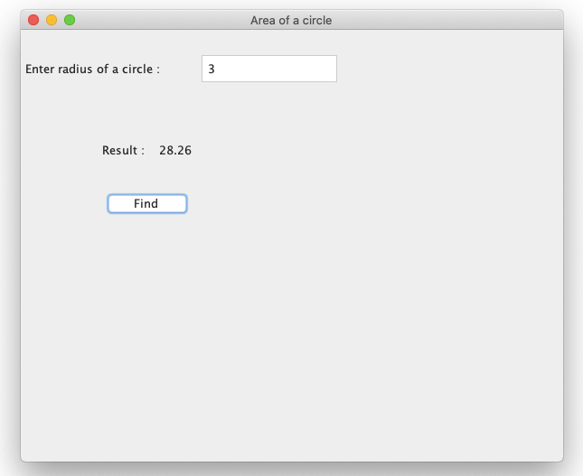 Java Awt Program To Calculate The Area Of A Circle